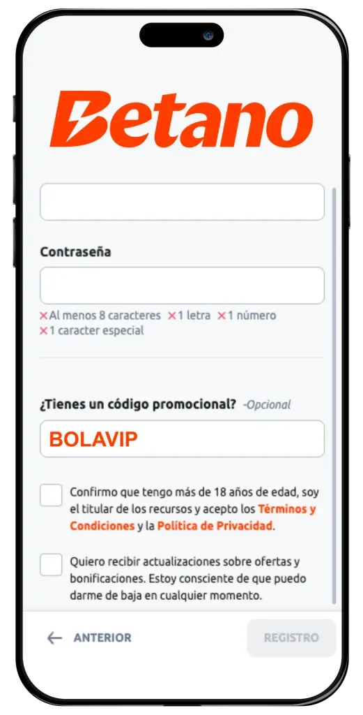 Código promocional Betano: BOLAVIP (Válido 2025)