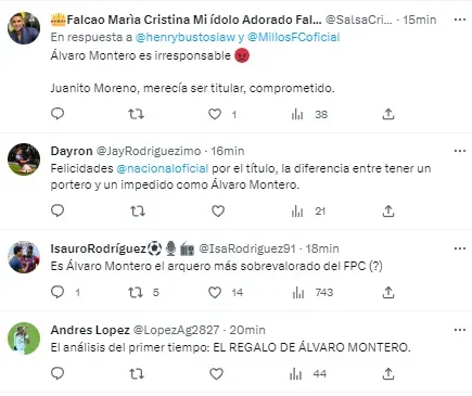 Le cae una lluvia de críticas a Montero por el gol que le marco Duque ...