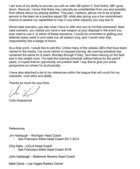 The Letter Kaepernick Sent the Jets After Rodgers’ Injury - Bolavip US