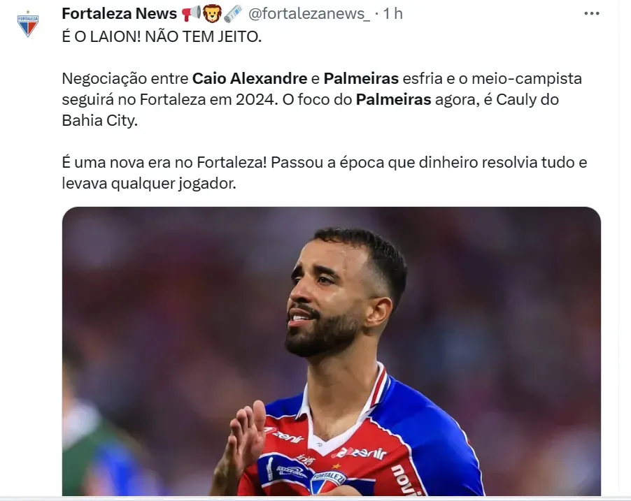 FALOU: Palmeiras recebe resposta animadora sobre Caio Alexandre