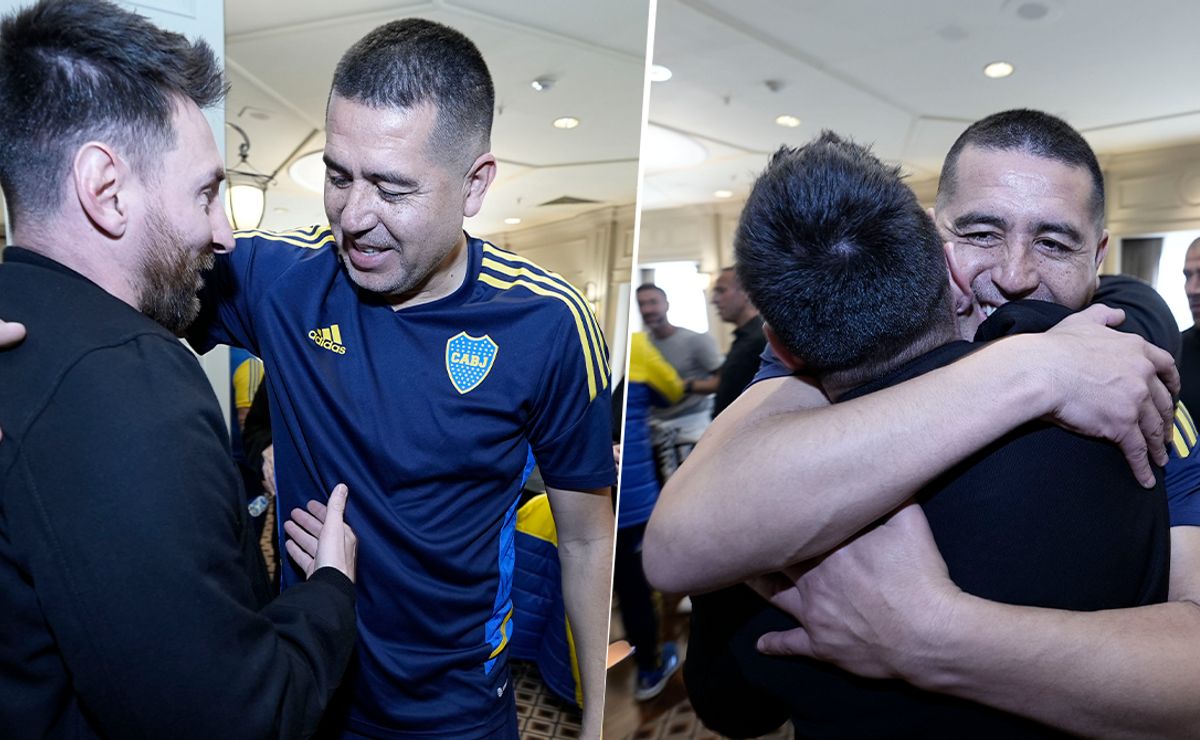 La imagen más esperada: el encuentro entre Messi y Riquelme antes de la ...