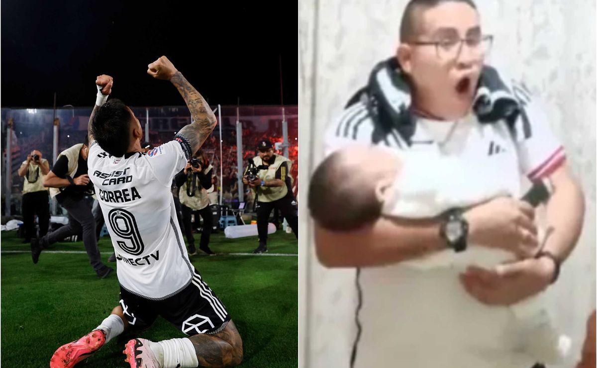 VIDEO| Padre colocolino se hace viral con su bebé dormido por gritar "en mute" el gol ante la UC ...