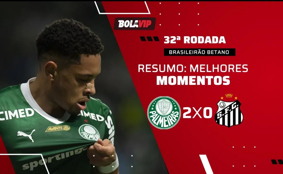 Vitor Roque dá show, Palmeiras vence o Santos e afunda o rival no z-4