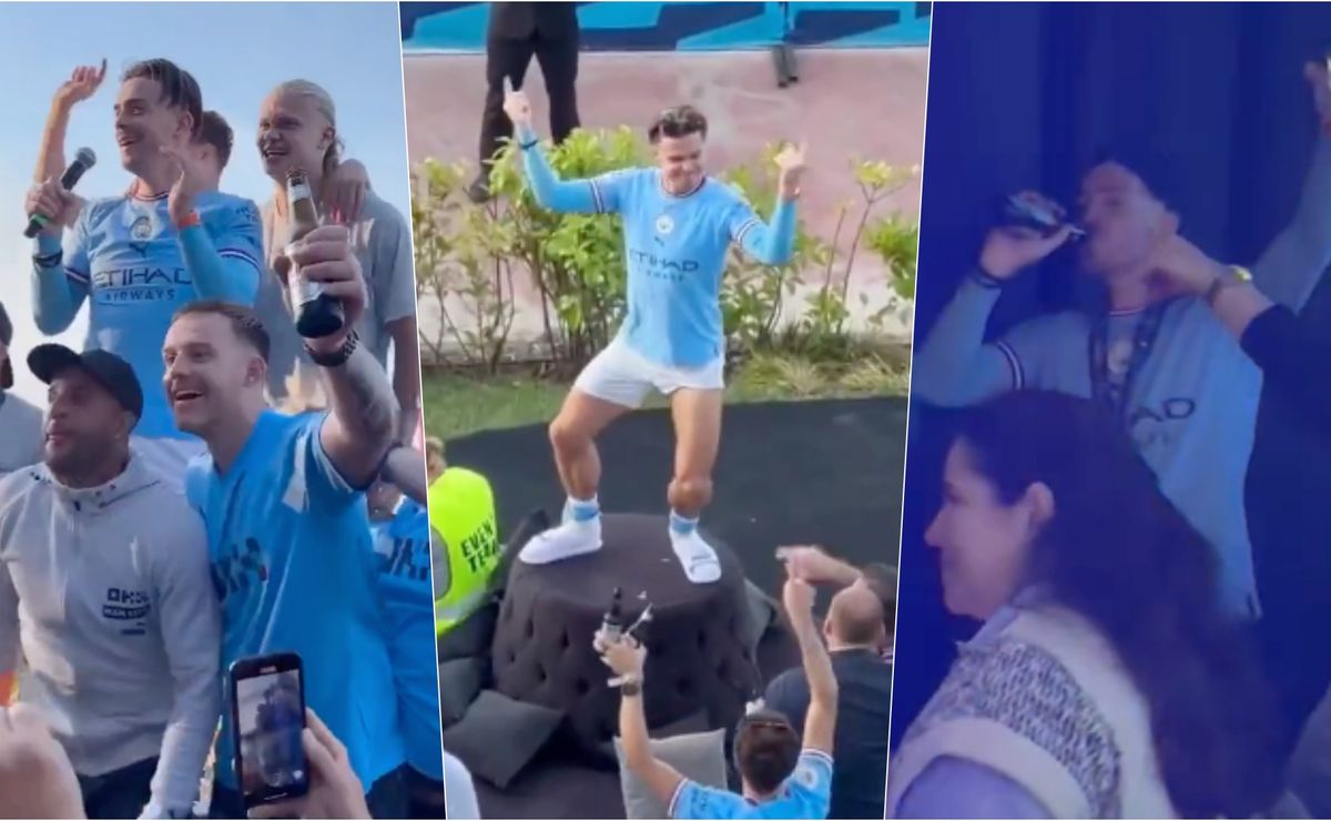 El alocado festejo de Jack Grealish con el Manchester City tras Champions