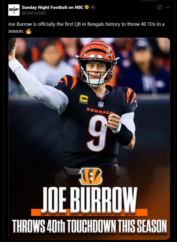 NFL News: Joe Burrow sets new Bengals record during game against Broncos - Bolavip US
